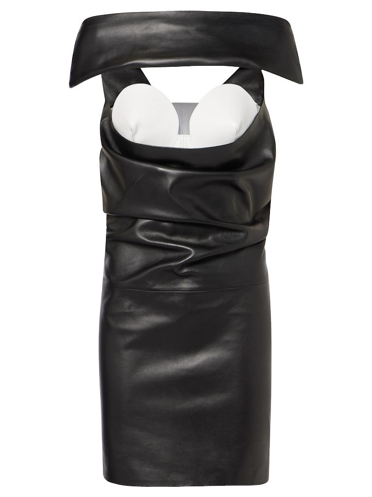 JEAN PAUL GAULTIER Jean Paul Gaultier Cutout Draped Leather Dress