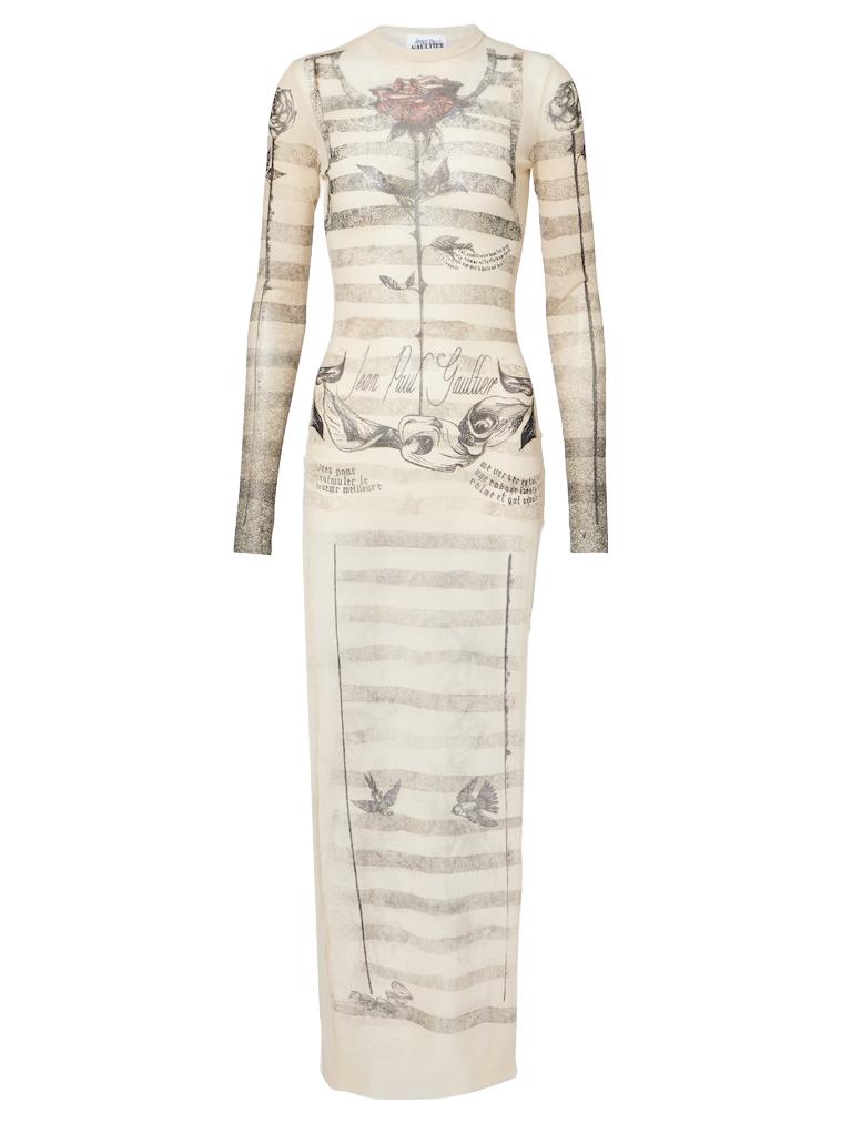 JEAN PAUL GAULTIER Jean Paul Gaultier Trompe l’oeil mesh maxi dress