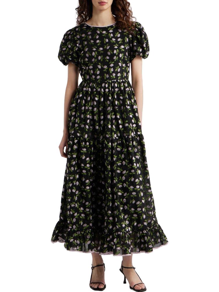 Sister Jane Emile Floral-Jacquard Chiffon Midi Dress In