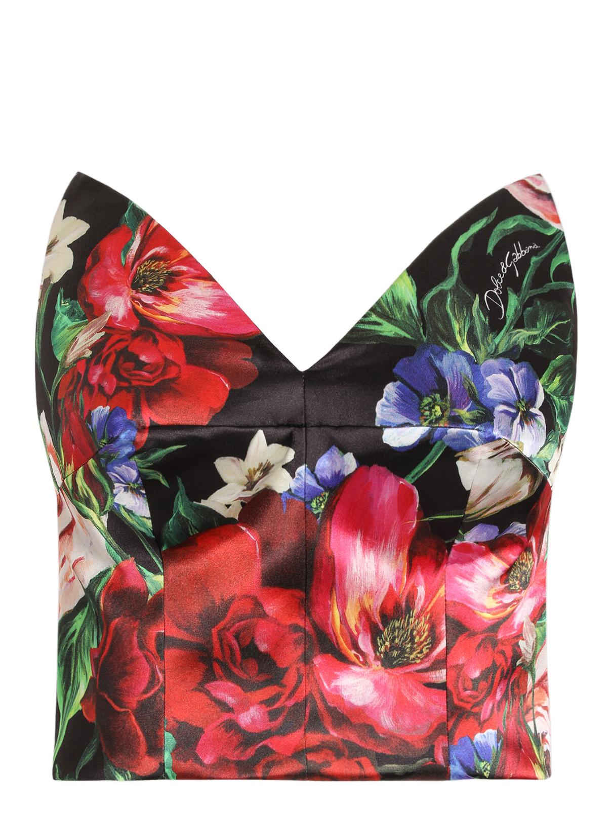 DOLCE & GABBANA Dolce & Gabbana Floral Print Satin Corset Top