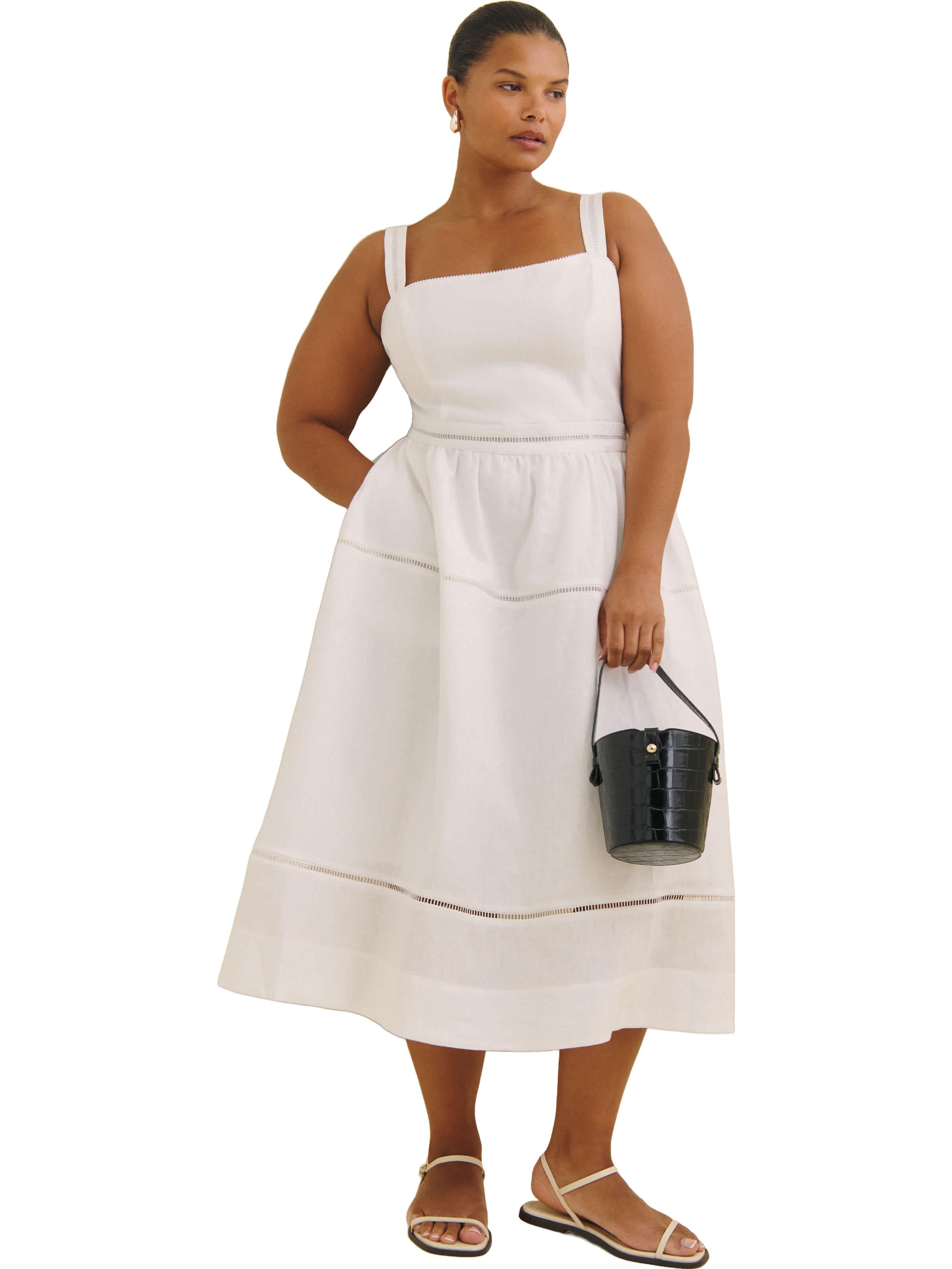 Reformation Rowen Linen Midi Dress In Black - 45% Off | Editorialist