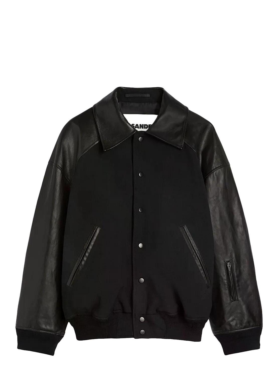 Jil Sander Panelled Leather Jacket In Black - 39% Off