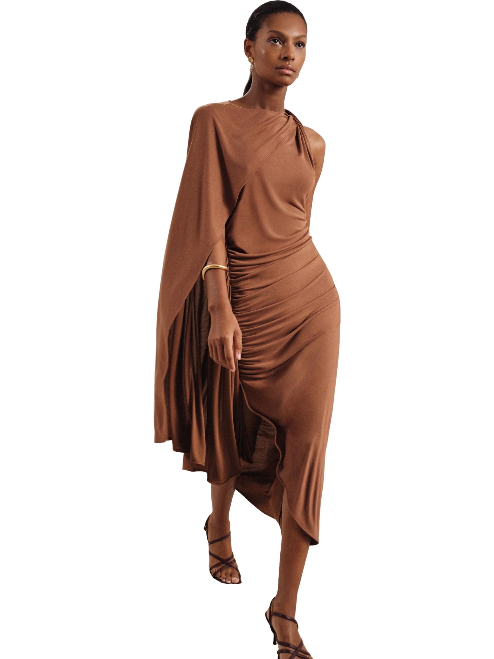 REISS Reiss Kyra Cape Sleeve Jersey Midi Dress