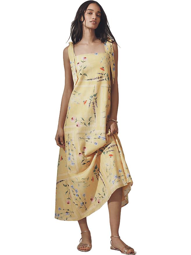 La Maise Studio Aria Linen Blend Maxi Dress In Yellow - 40% Off |  Editorialist