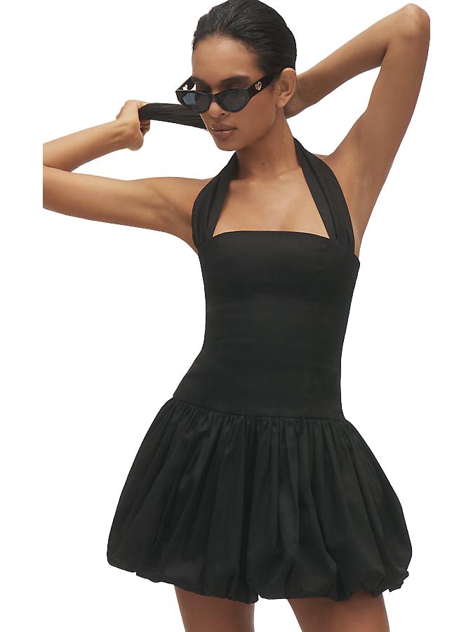 Delfi Collective Halter Bubble Mini Dress In Black - 80% Off | Editorialist