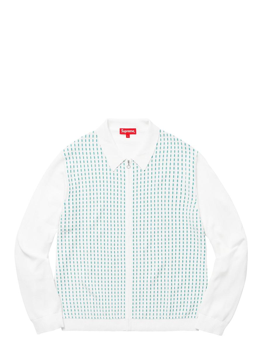 トップス Supreme dashes zip up knit polo Supreme Dashes Zip Up Knit Polo Shirt - White | Editorialist