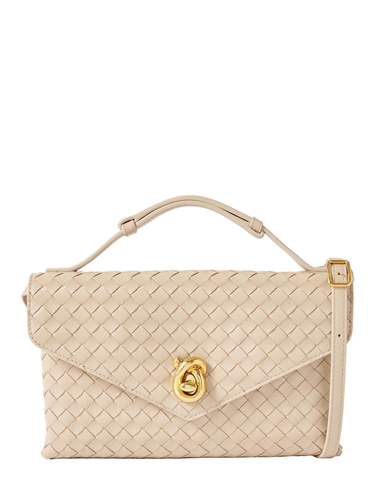 BOTTEGA VENETA Bottega Veneta Knot Lock Medium Intrecciato Leather Shoulder Bag