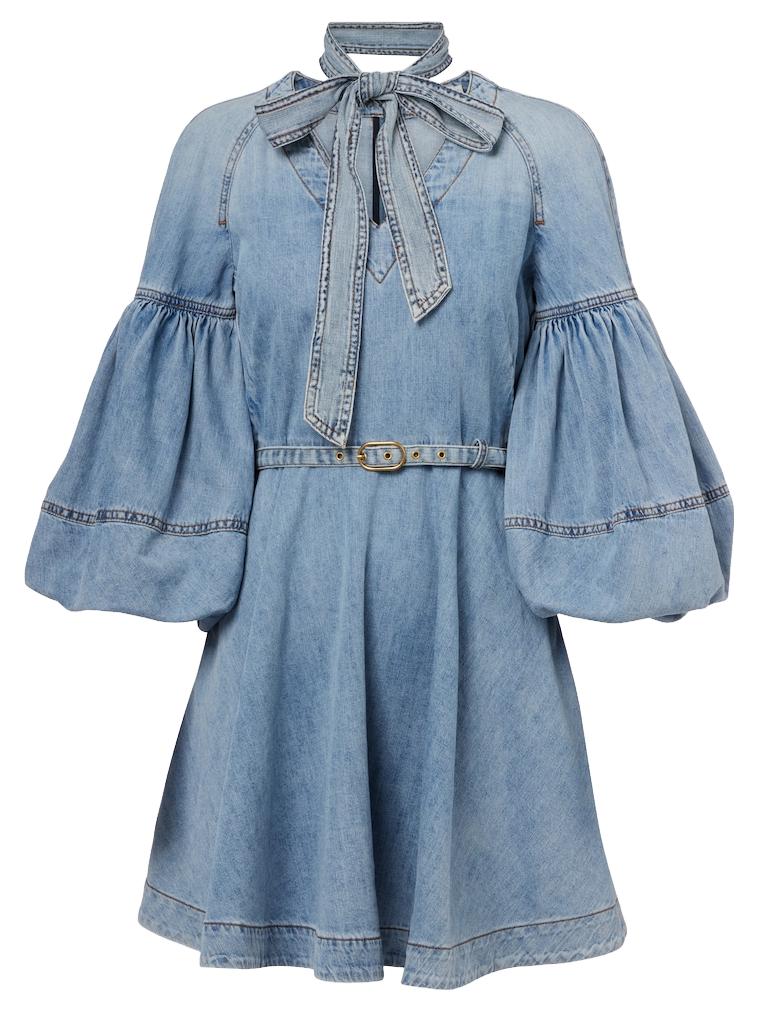 ZIMMERMANN Zimmermann Tie-Neck Denim Mini Dress