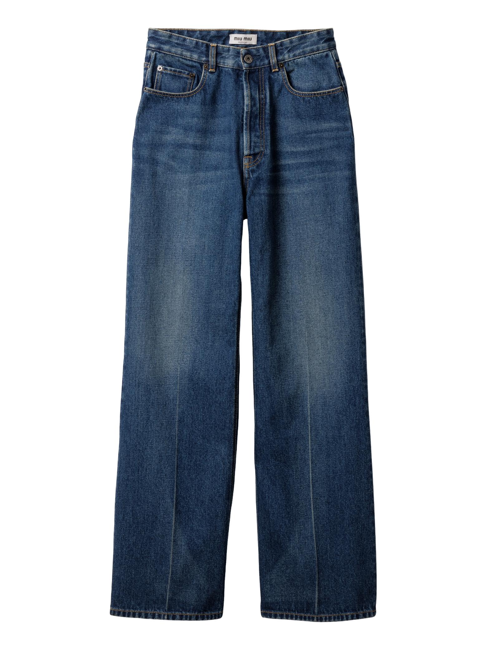 Miu Miu Washed Denim Flared Jeans - Navy | Editorialist Miu Miu Washed Denim Flared Jeans - Navy | Editorialist
