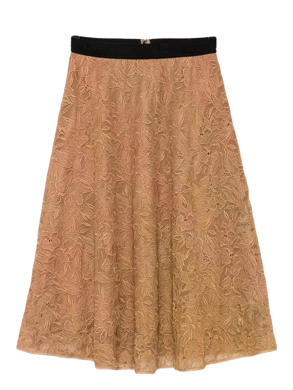 KARL LAGERFELD Karl Lagerfeld Orchid-Embroidered Skirt