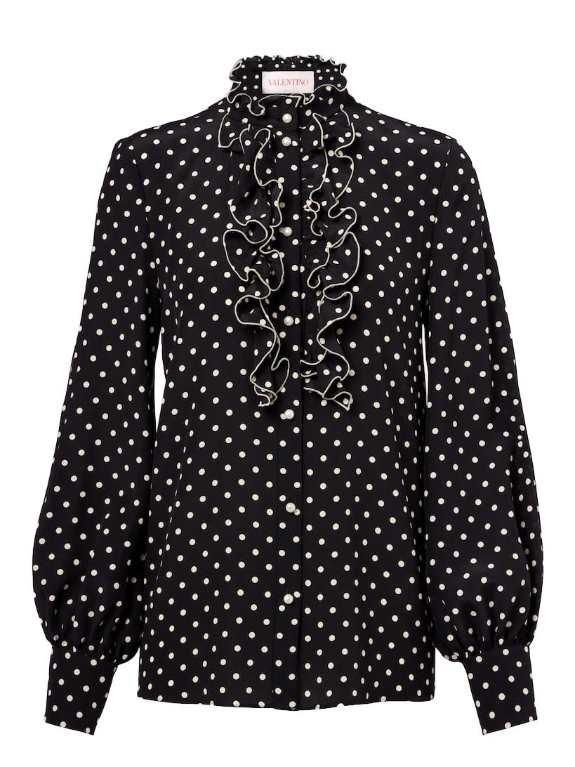 VALENTINO Valentino Polka-Dot Silk Crêpe de Chine Blouse