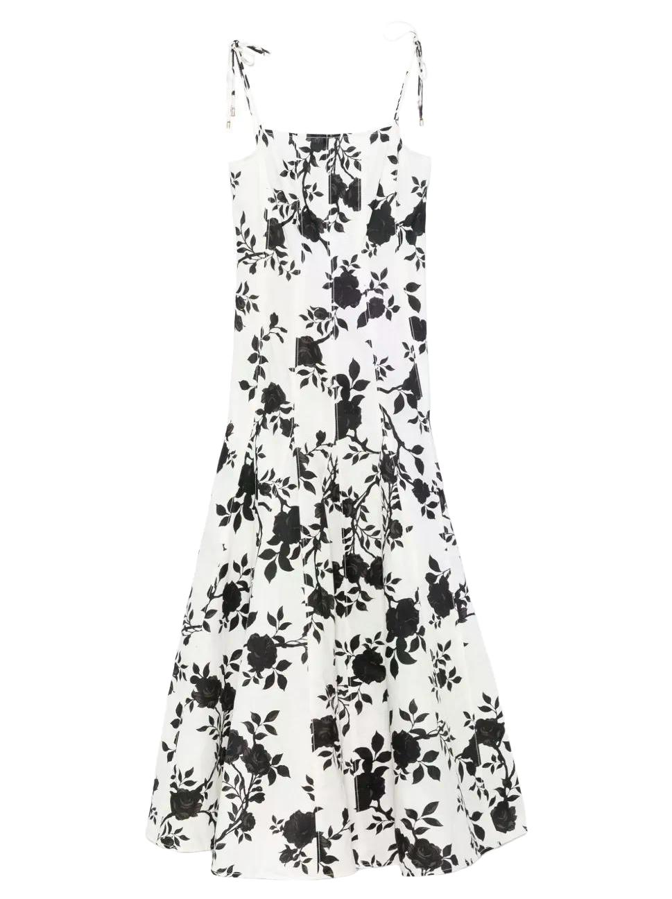 SELF-PORTRAIT Self-Portrait Floral-Print Midi Dress