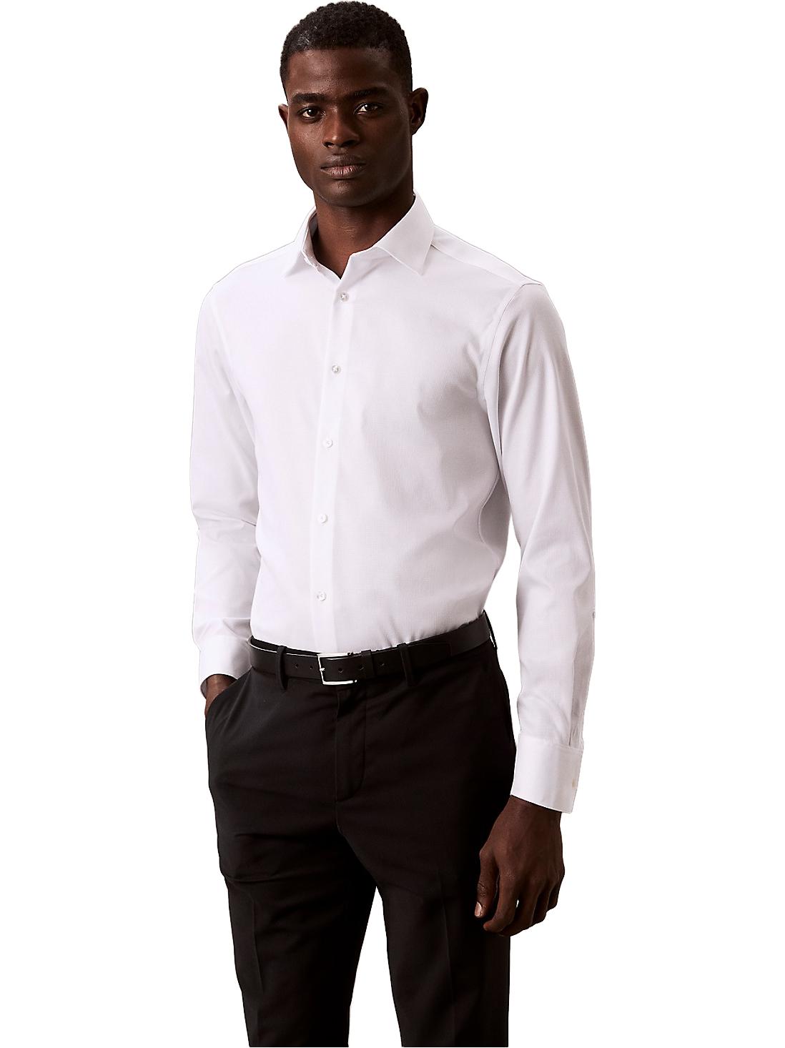 CALVIN KLEIN calvin klein steel solid slim fit button-down shirt