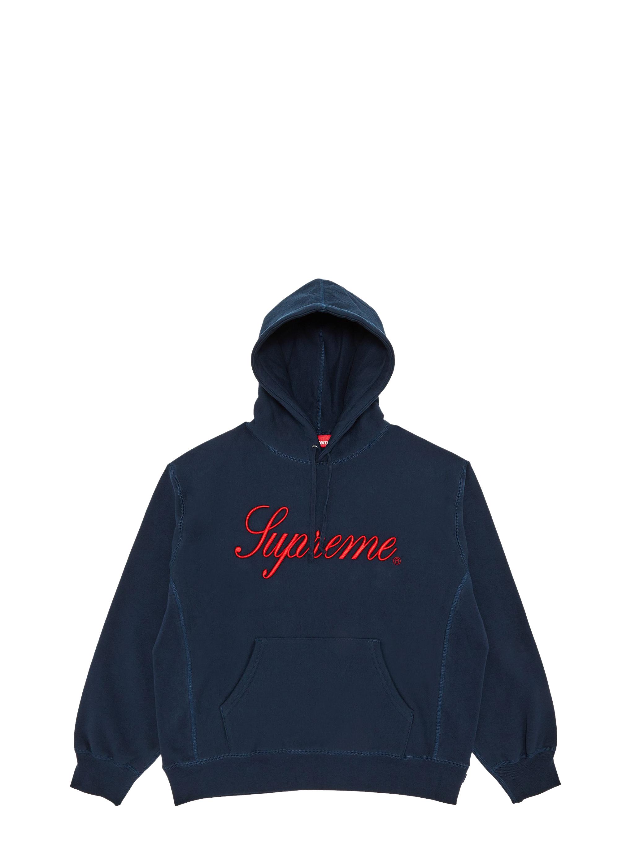 Supreme Embroidered Script Hooded Sweatshirt - Blue | Editorialist