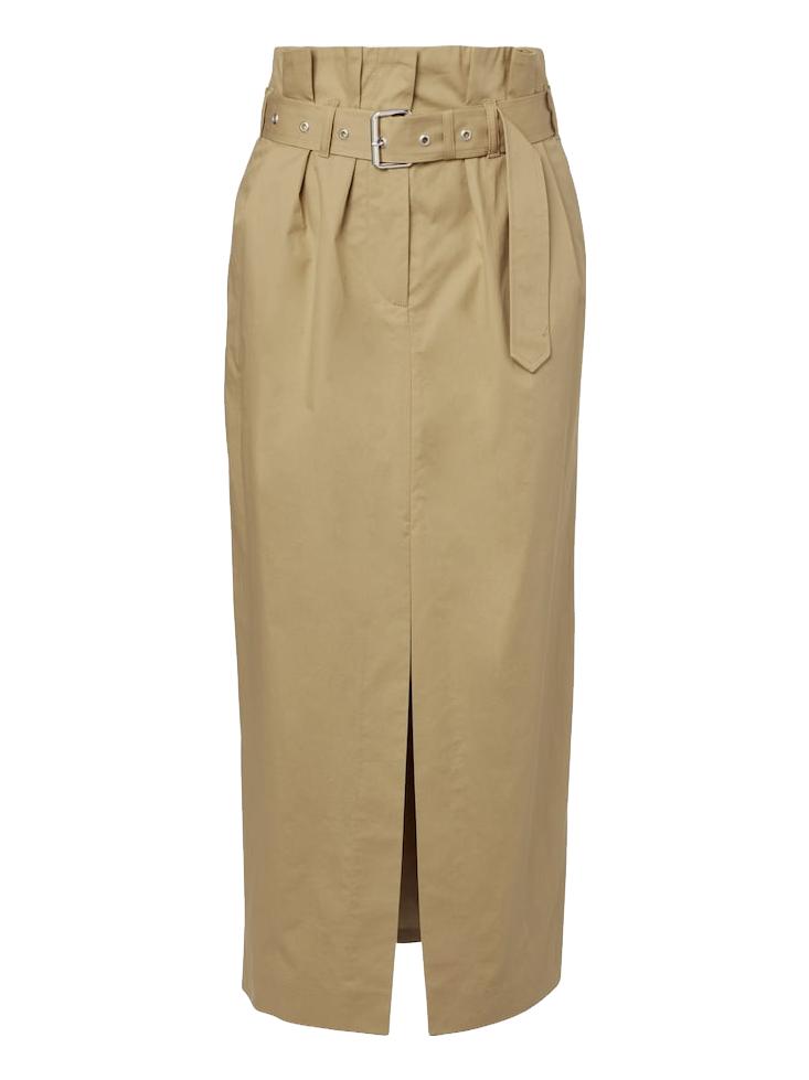 DRIES VAN NOTEN Dries Van Noten Belted Pleated Cotton Midi Skirt