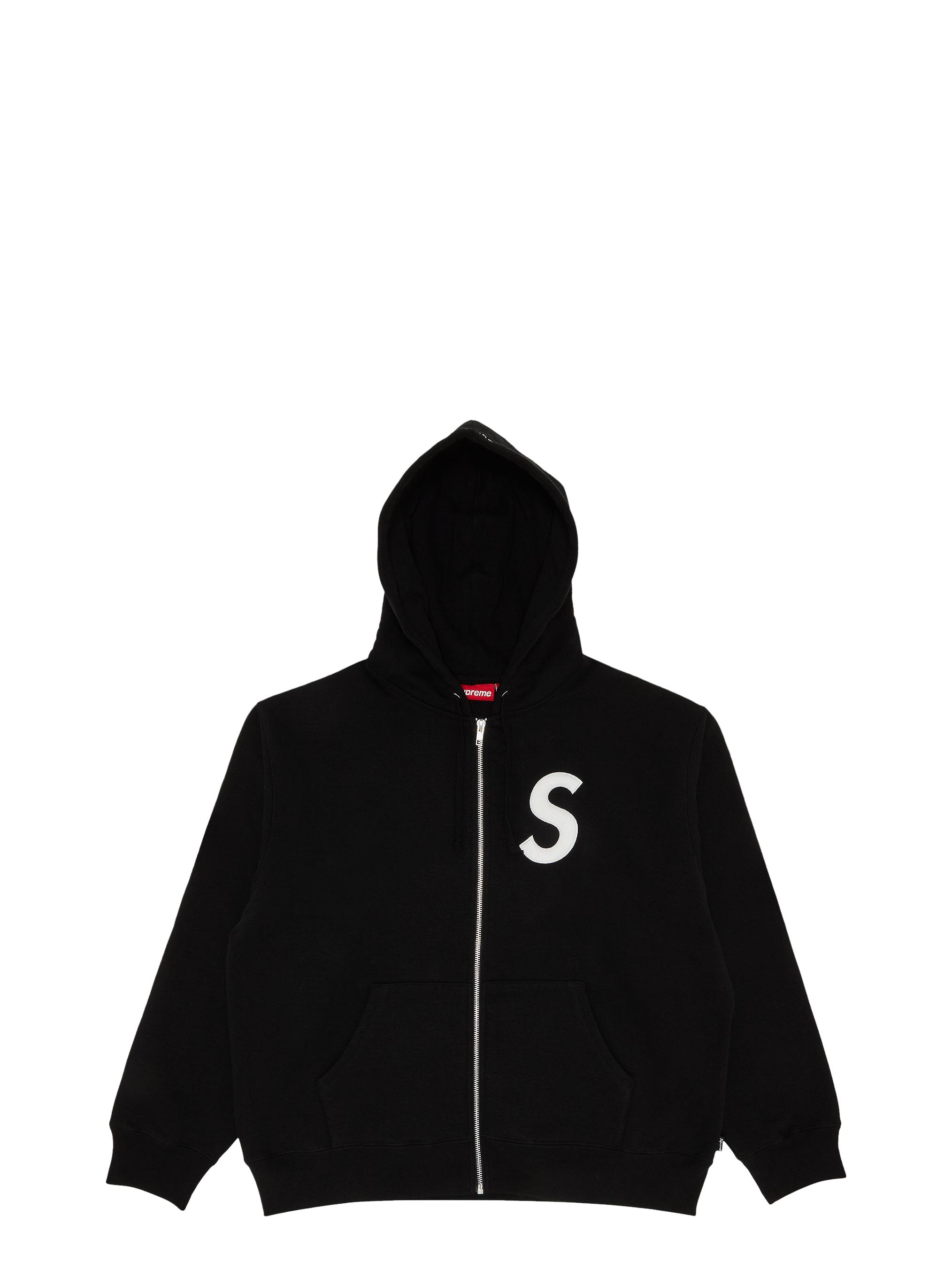 Supreme Logo Zip Up Hooded Sweatshirt - Black | Editorialist