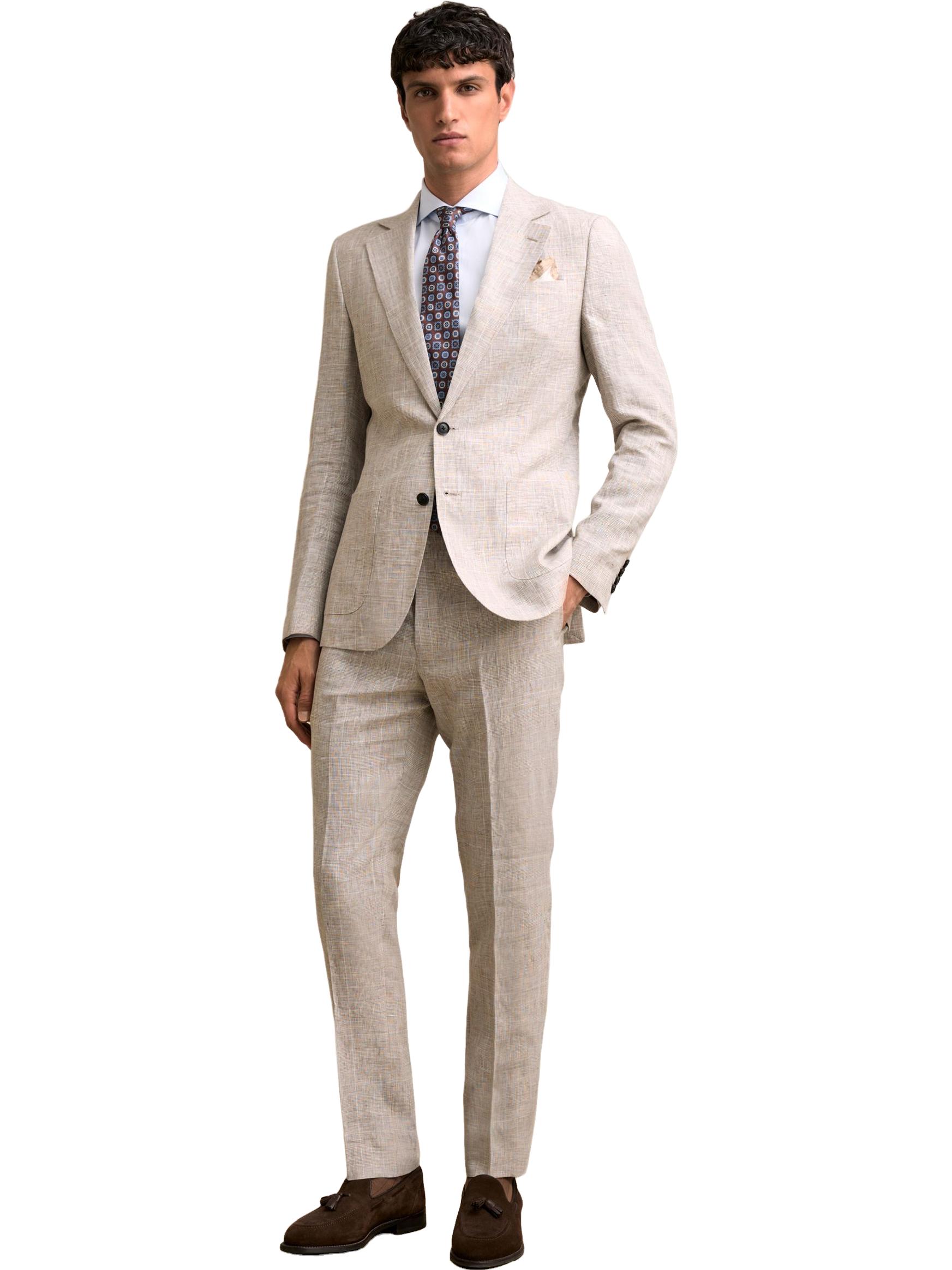 REISS Reiss Ashton Linen Check Slim-Fit Trousers