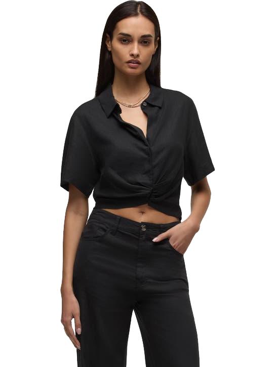 HUDSON JEANS Short Sleeve Knotted Button Down Shirt