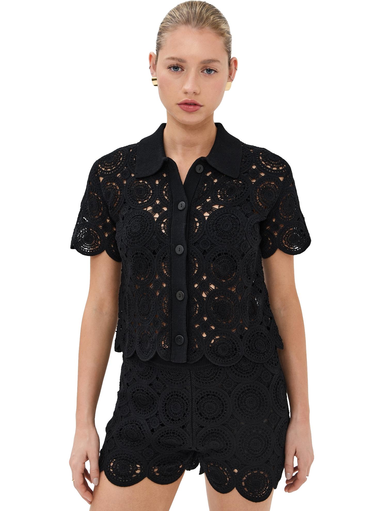 LE BOP LE BOP Crochet Polo with Scalloped Edges