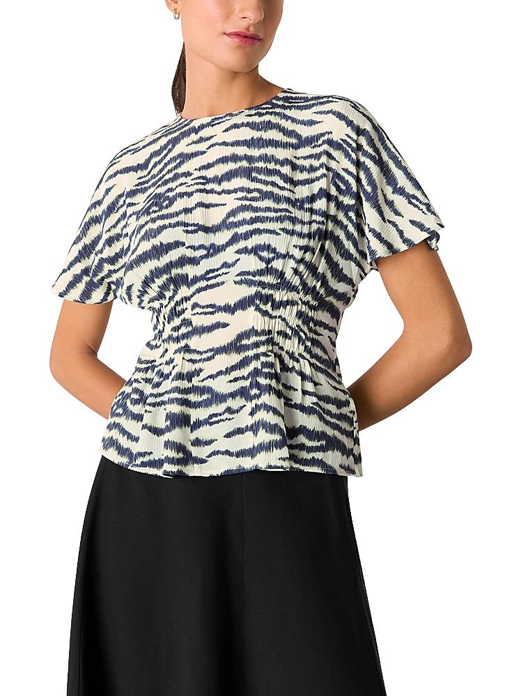 WHISTLES Feathered Tiger Shirred Blouse
