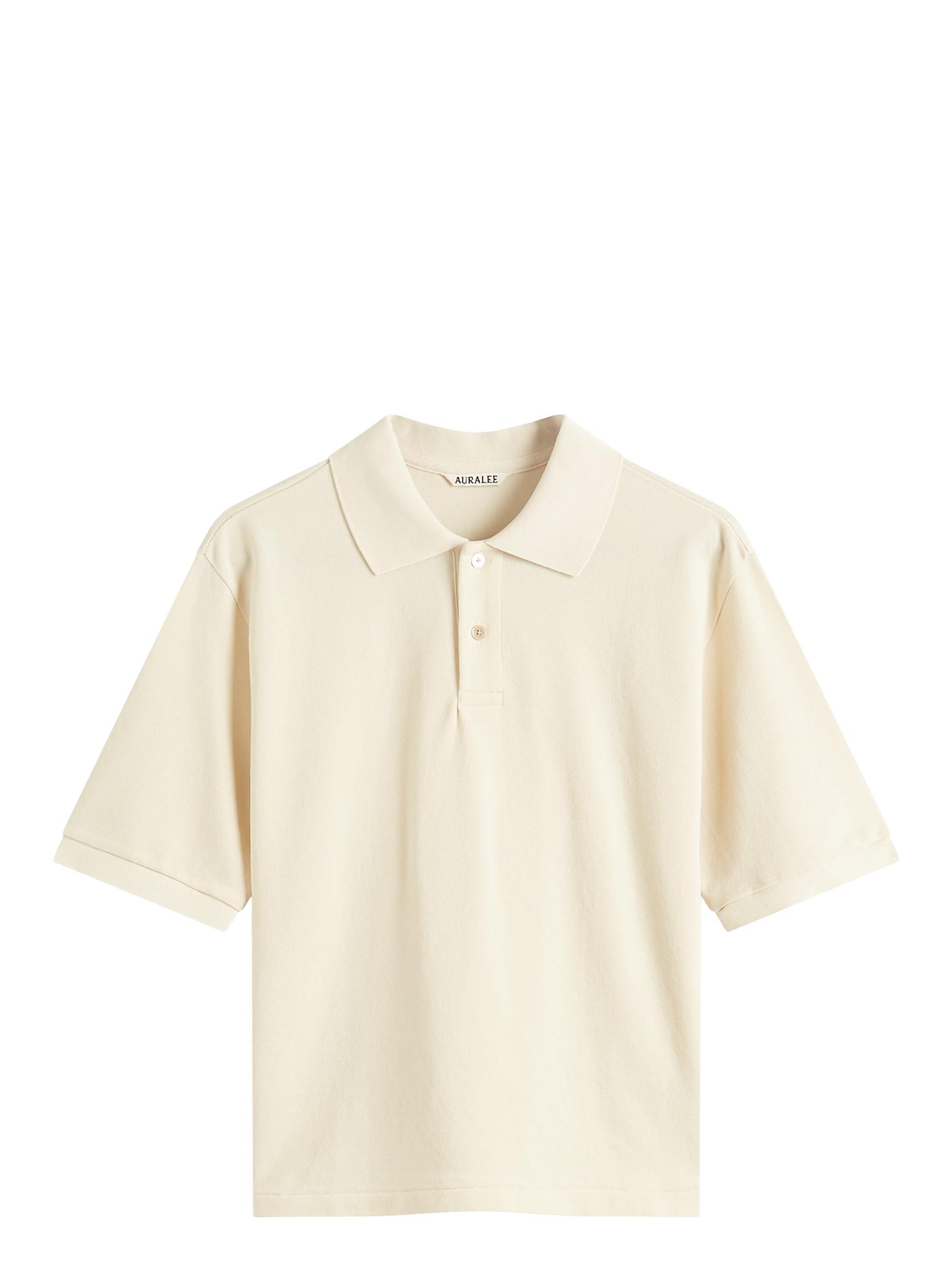 Auralee High Gauge Pique Polo - Ivory | Editorialist