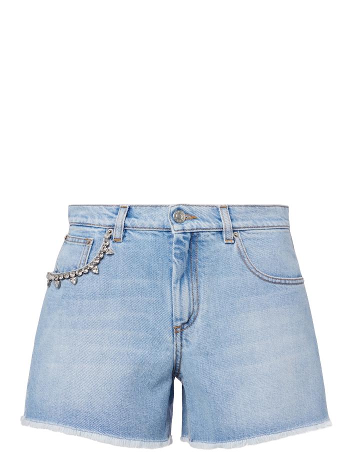 AREA Embellished Denim Shorts