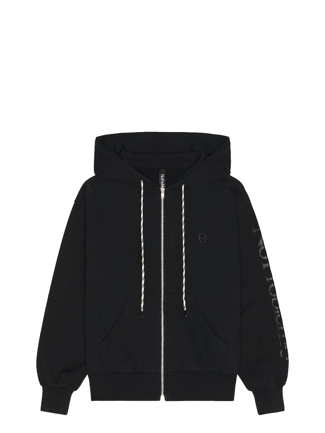 Studio Nicholson Fleece Back Zip Through Hoodie With Logo In