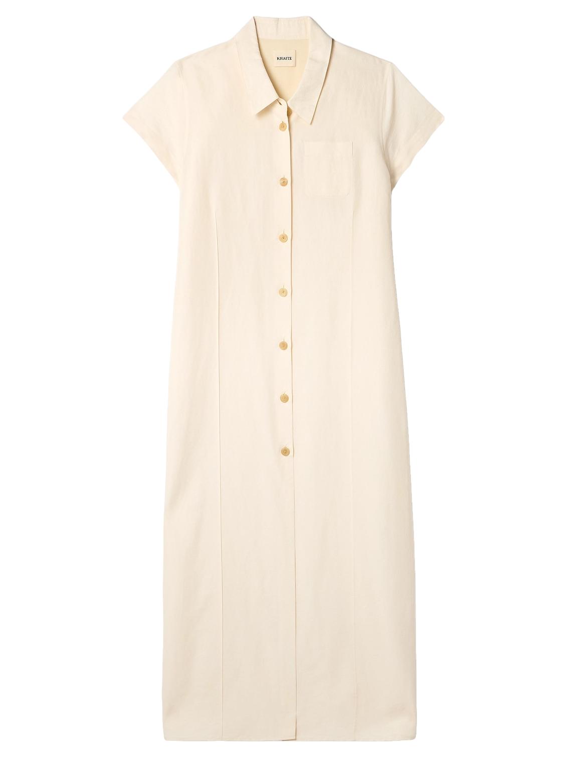 KHAITE Effy Silk and Cotton-Blend Organza Midi Shirt Dress