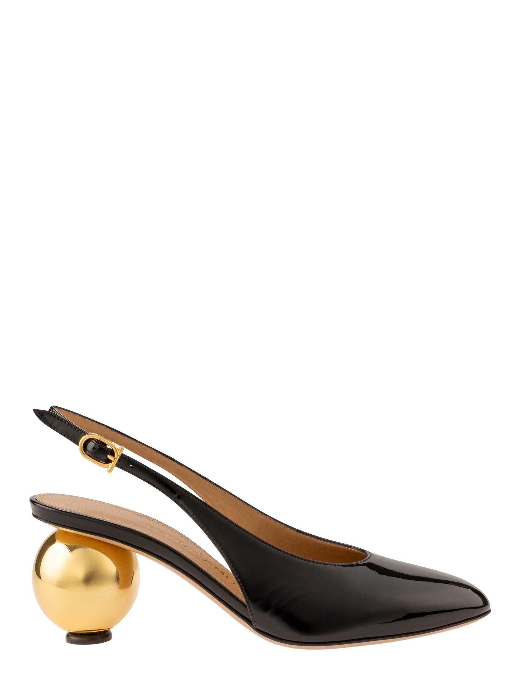 Ferragamo Spherical Heel T-Strap Pumps - Black | Editorialist