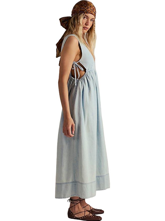 white christmas dresses Elena midi denim dress – Just Fabulous Boutique main image 1