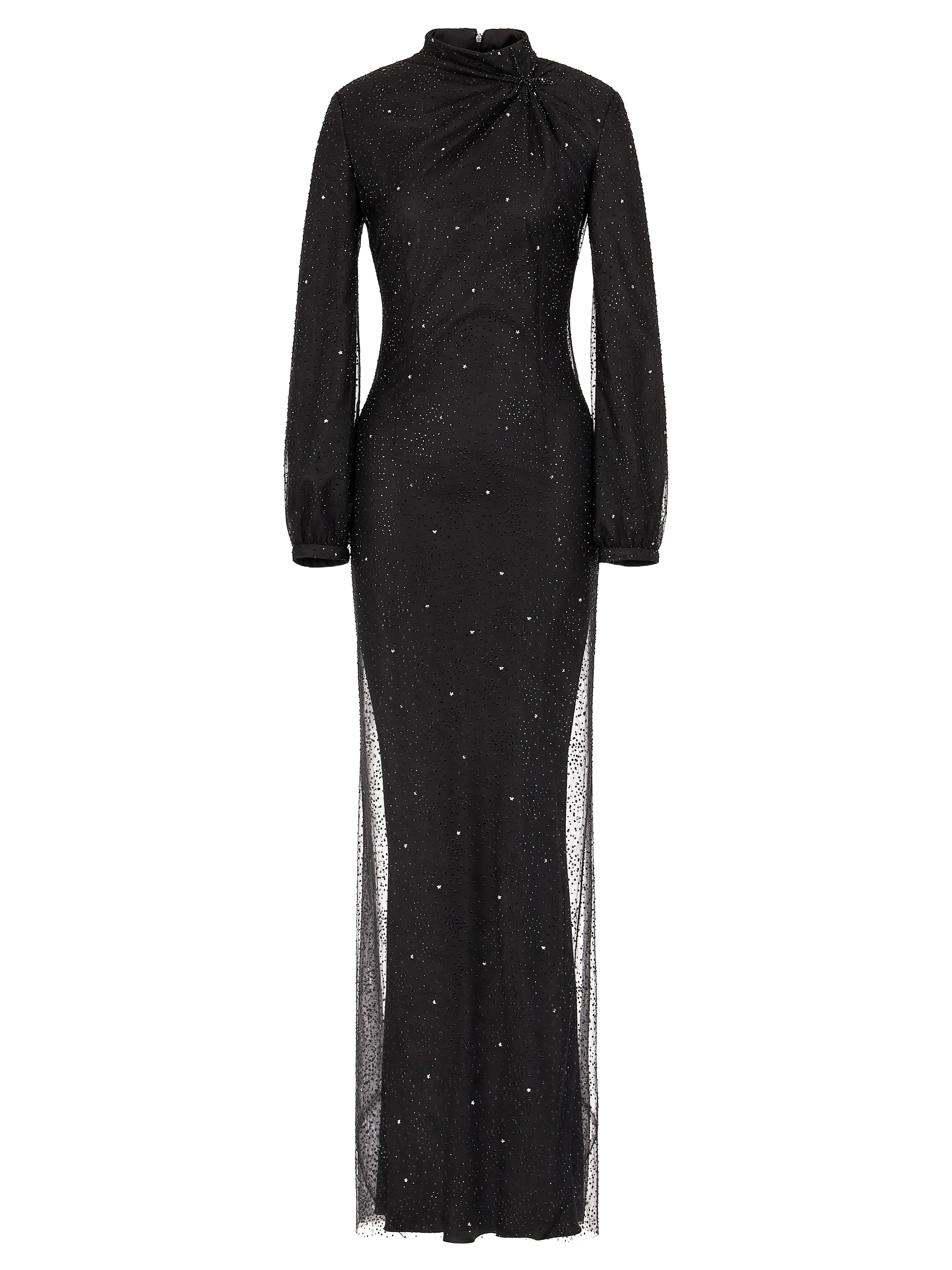 GIORGIO ARMANI Silk Long Dress with Rhinestone Embroidery