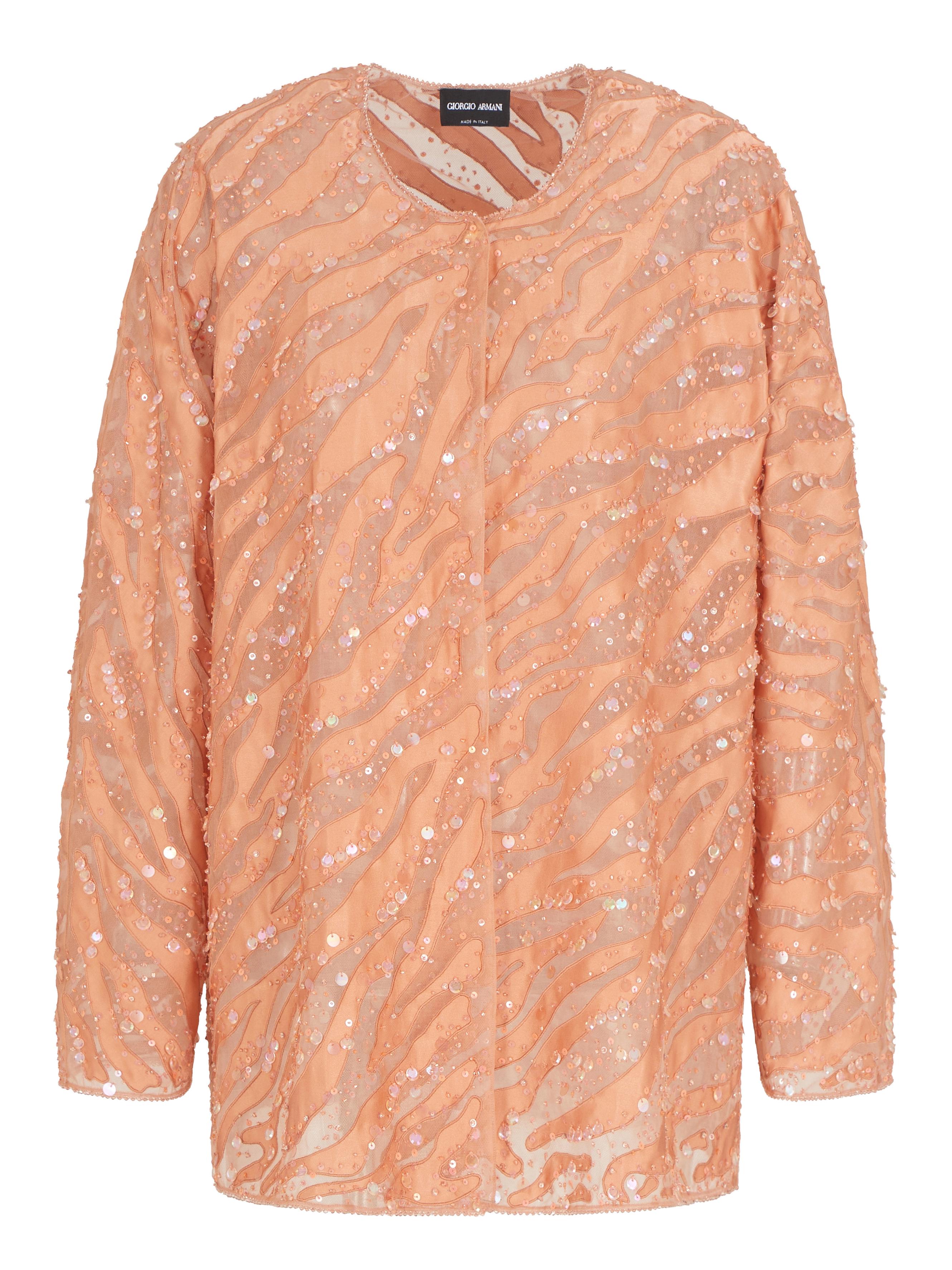 GIORGIO ARMANI Organza Shirt with Animal Skin Motif Embroidery