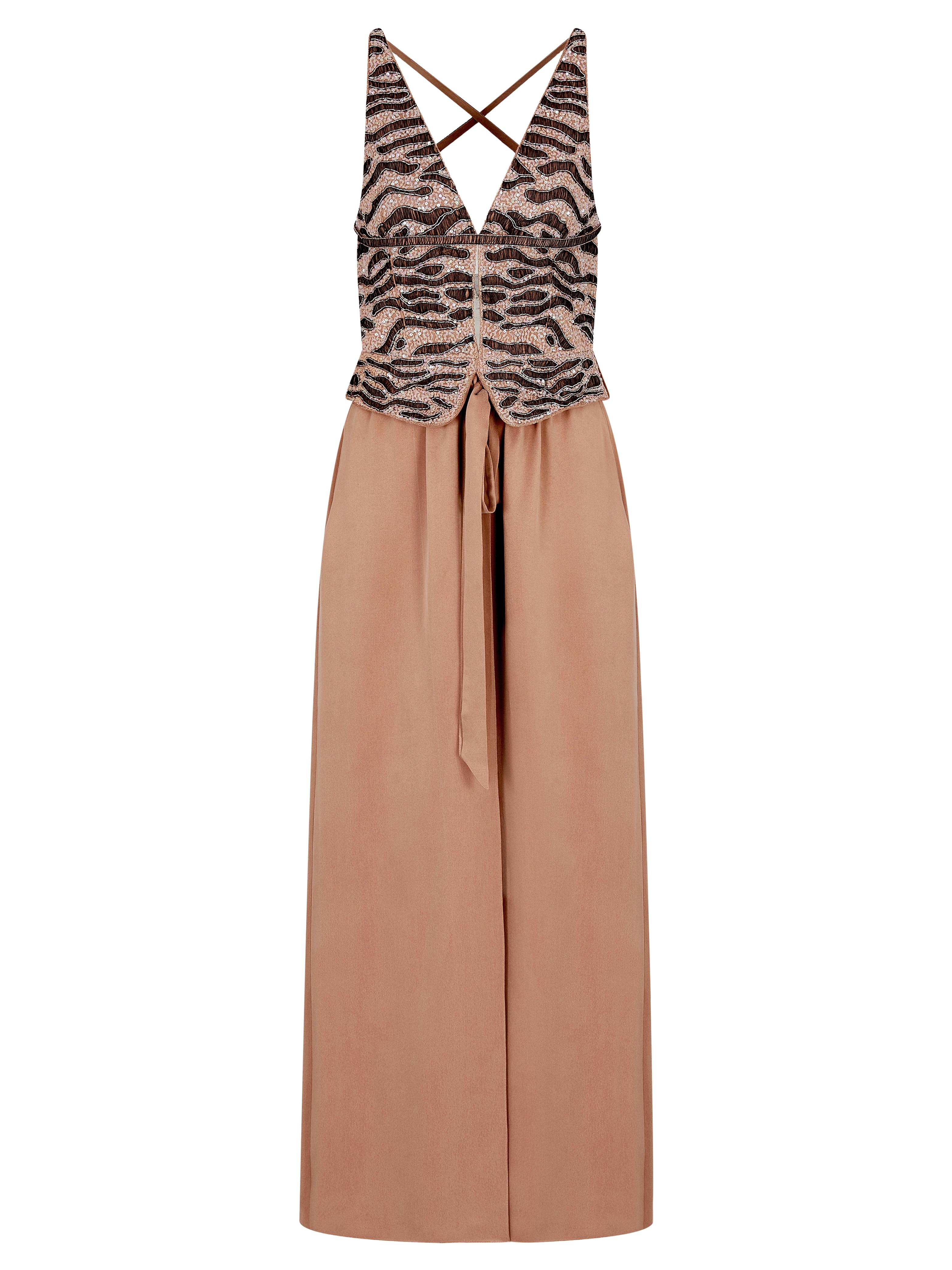 GIORGIO ARMANI Embroidered Viscose and Silk Long Dress