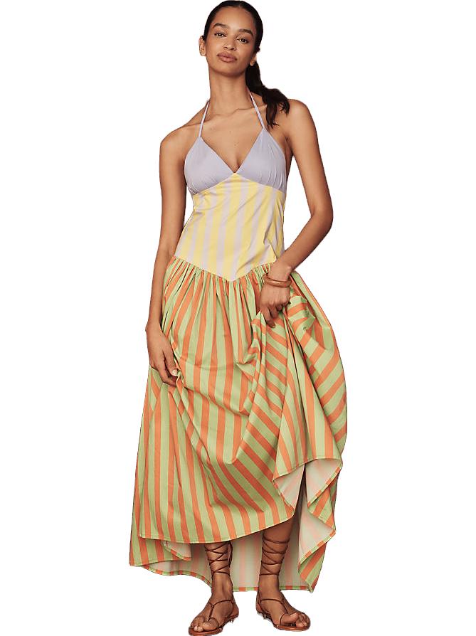 FenReta Olimpia Halter Basque-Waist Maxi Dress In Green - 32% Off | Editorialist FenReta Olimpia Halter Basque-Waist Maxi Dress In Green - 32% Off | Editorialist