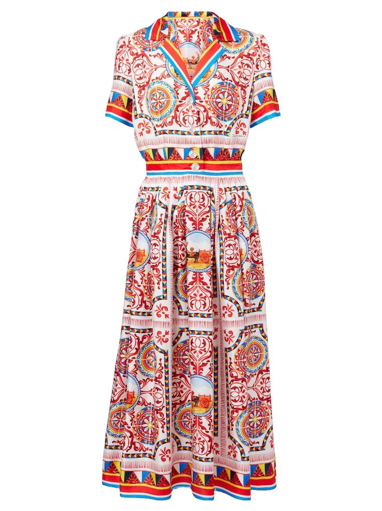 DOLCE & GABBANA Printed Silk Midi Dress