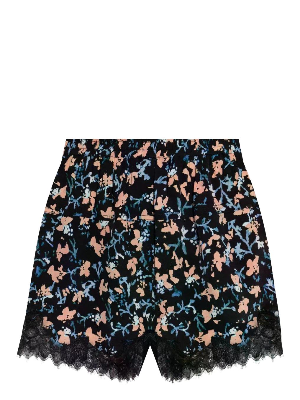 ULLA JOHNSON Floral Print Lace-Trim Shorts