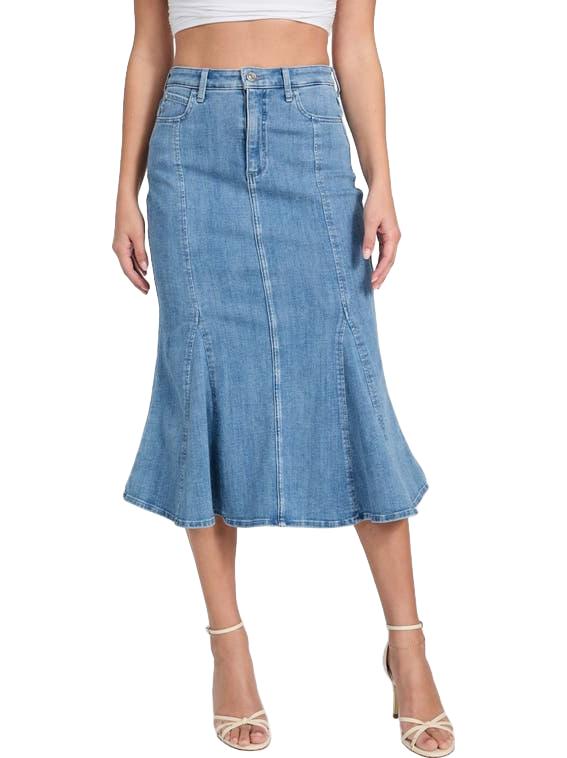 GUESS Lia Denim Midi Skirt