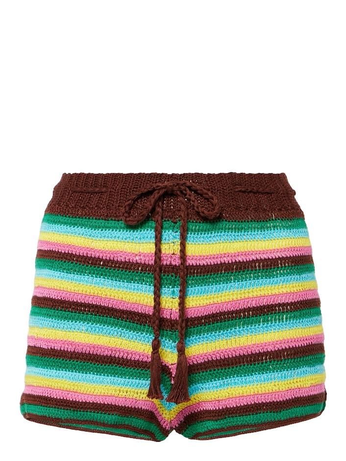 ANNA KOSTUROVA Anna Kosturova Striped Crochet Cotton Shorts