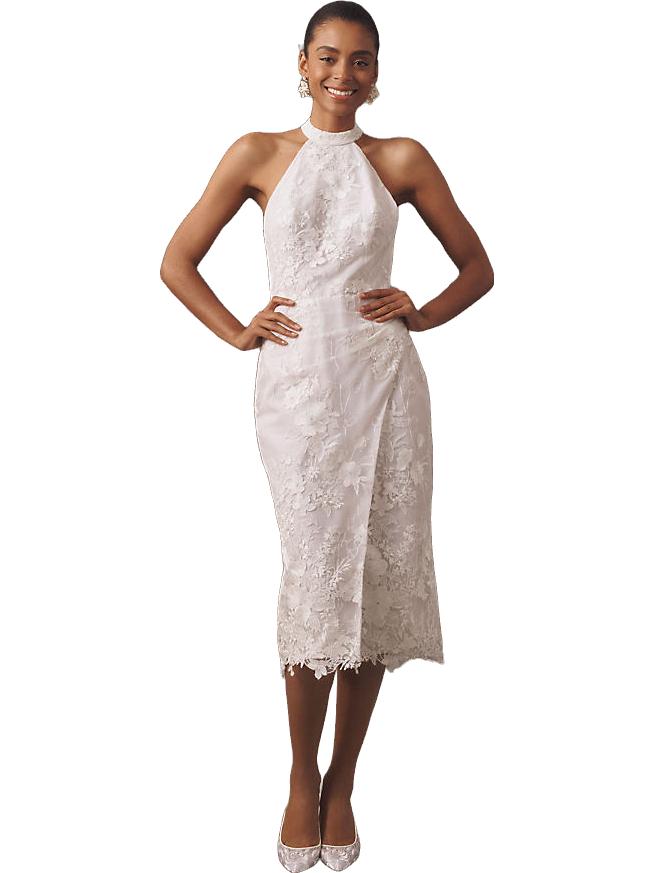 House Of Cb White Dress Midi Anne Barge Embroidered Lace Halter Midi Dress  Blush