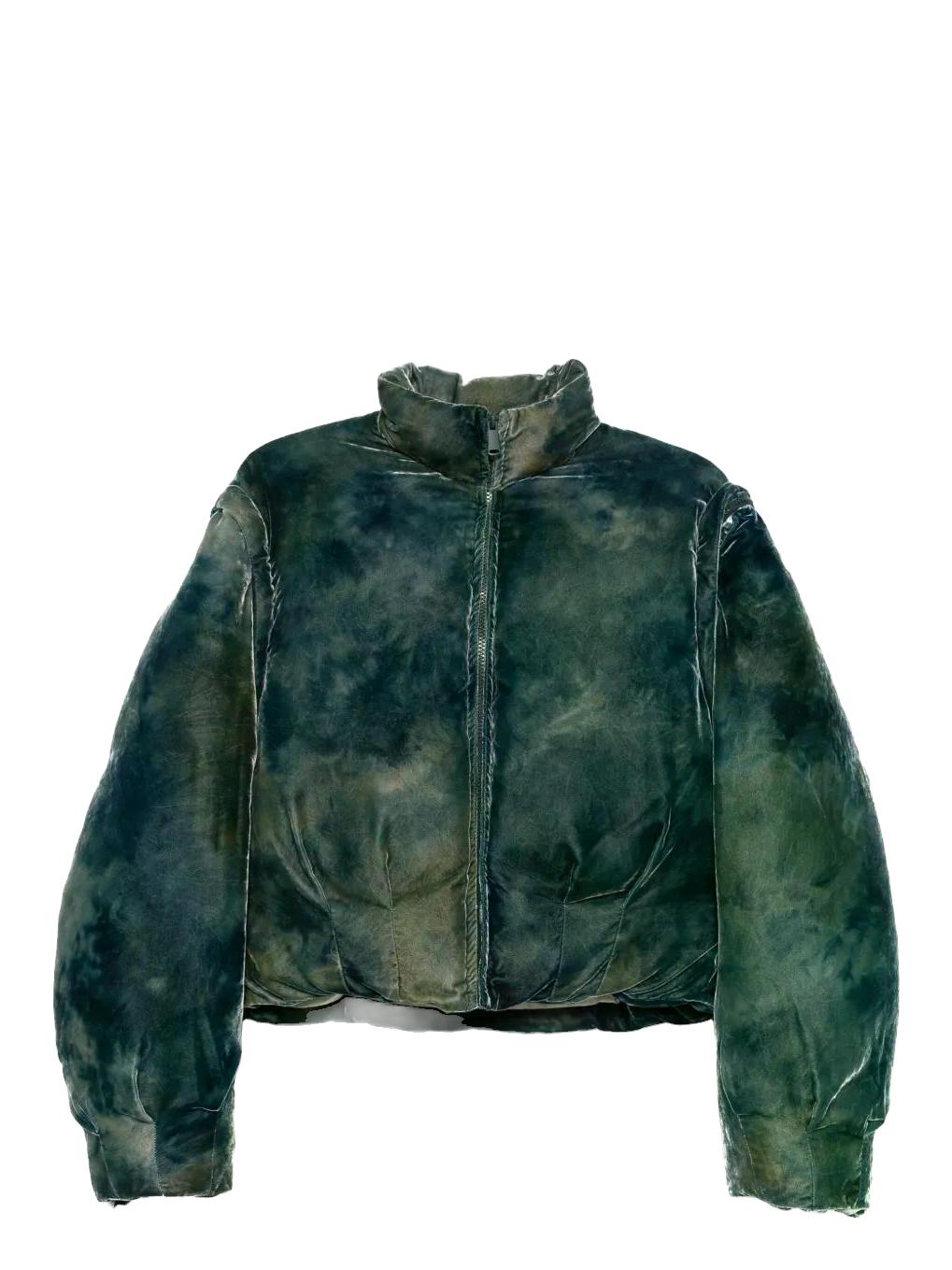 Masu Velvet Puffer Jacket In Green - 40% Off | Editorialist