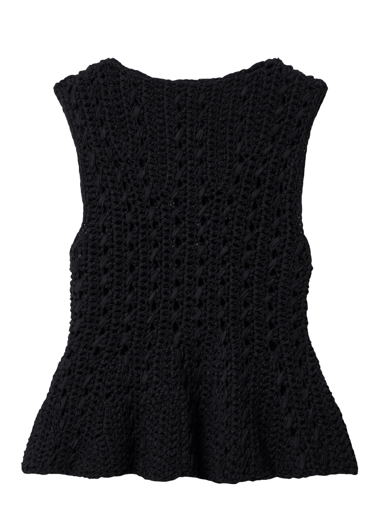 KHAITE Yuka Open-Knit Peplum Tank