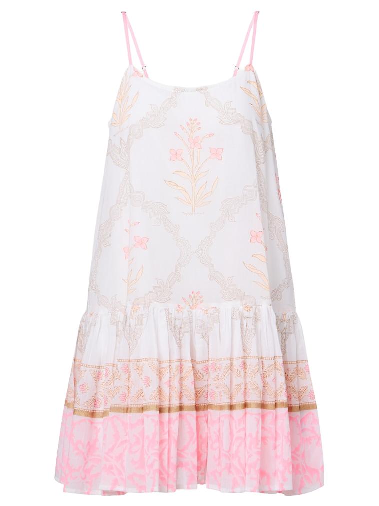 JULIET DUNN Floral Ruched Cotton Minidress