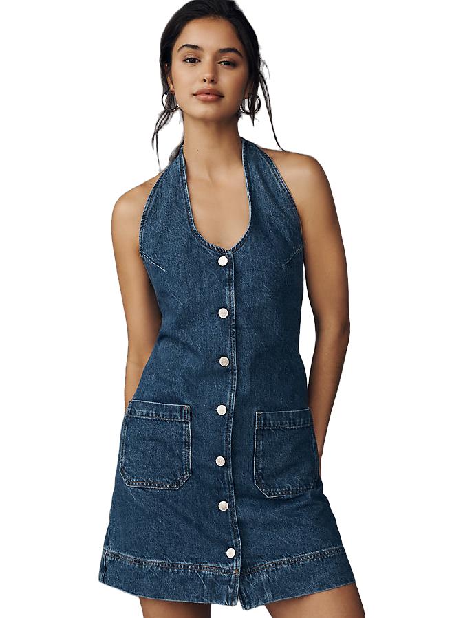 Reformation Brittany Halter Denim Mini Dress In Mostar - 68% Off |  Editorialist