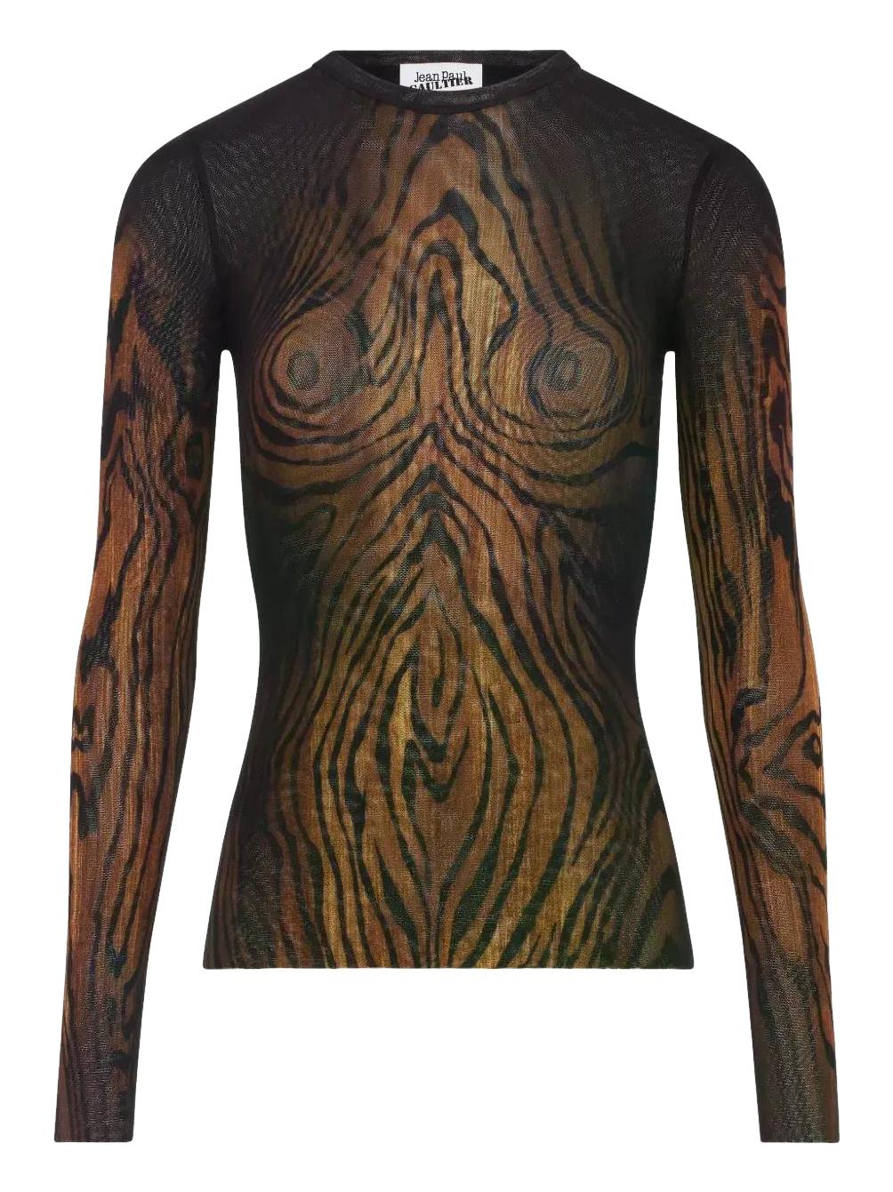 JEAN PAUL GAULTIER Wood-Print Mesh Top