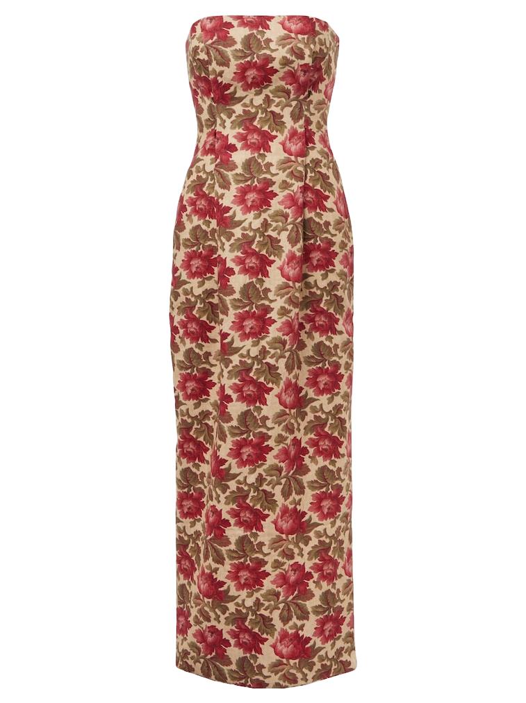 POSSE Rosalie Floral Linen Bustier Dress