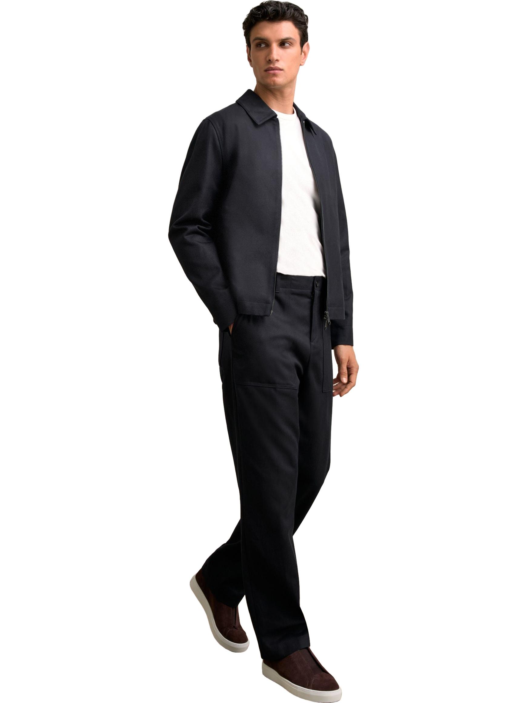 REISS Lyocell-Cotton Twill Zip-Through Jacket