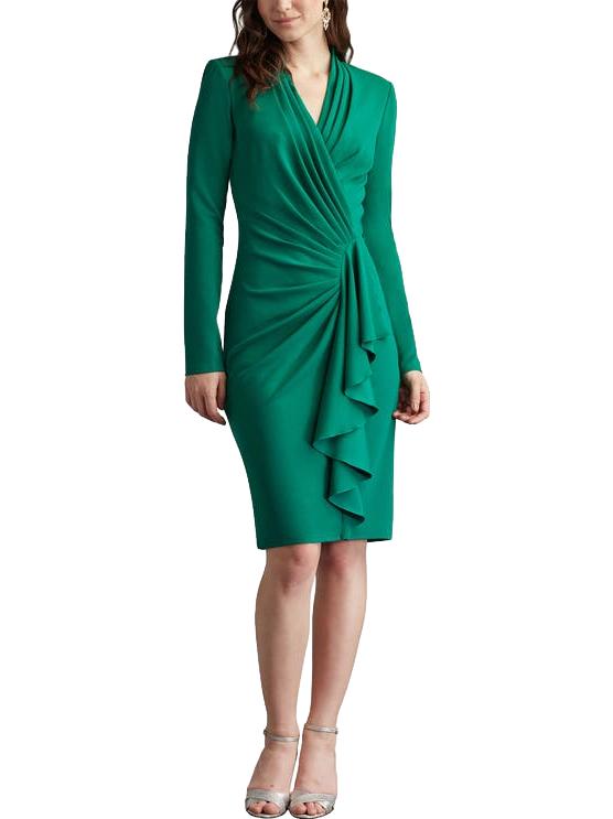 TADASHI SHOJI Ruffle Side Drape Long Sleeve Cocktail Dress