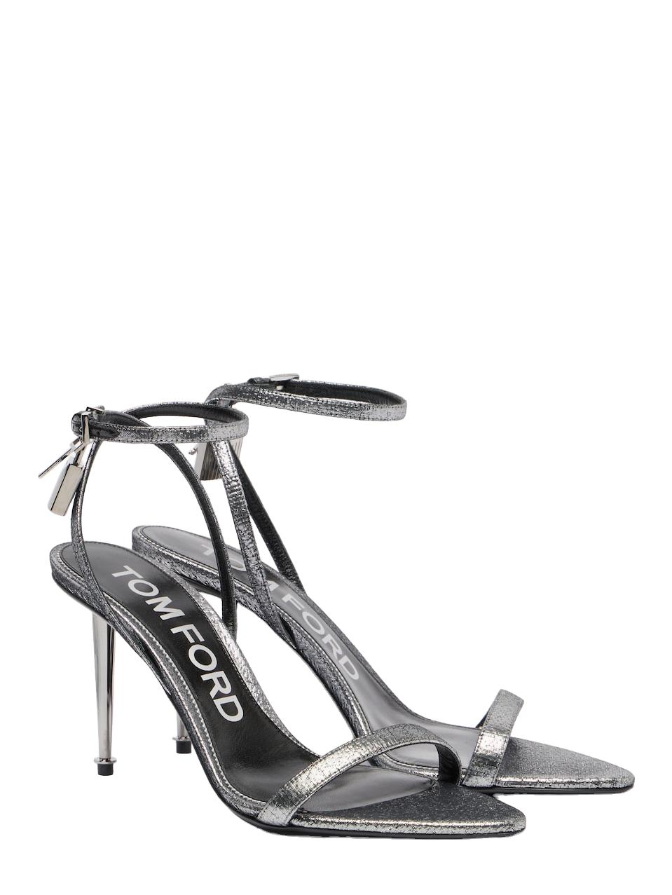 TOM FORD Padlock 85 Metallic Sandals