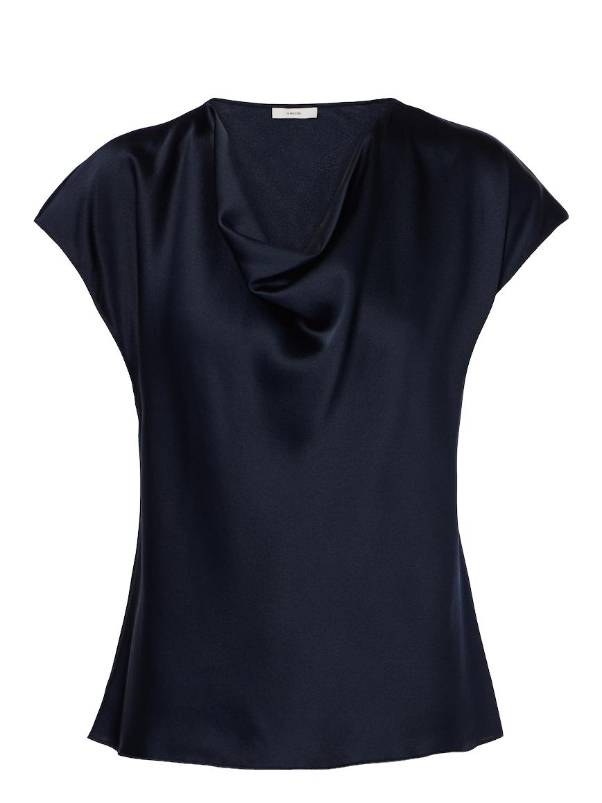 VINCE Vince Draped Silk Satin Top