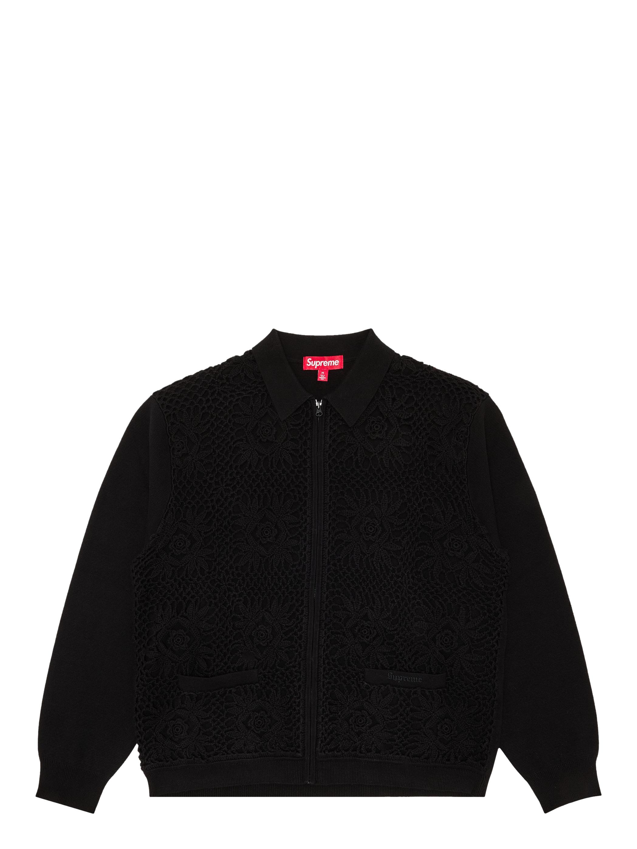 トップス Supreme Crochet Zip Up Cardigan Black xl Supreme Crochet Zip Up Cardigan - Black | Editorialist